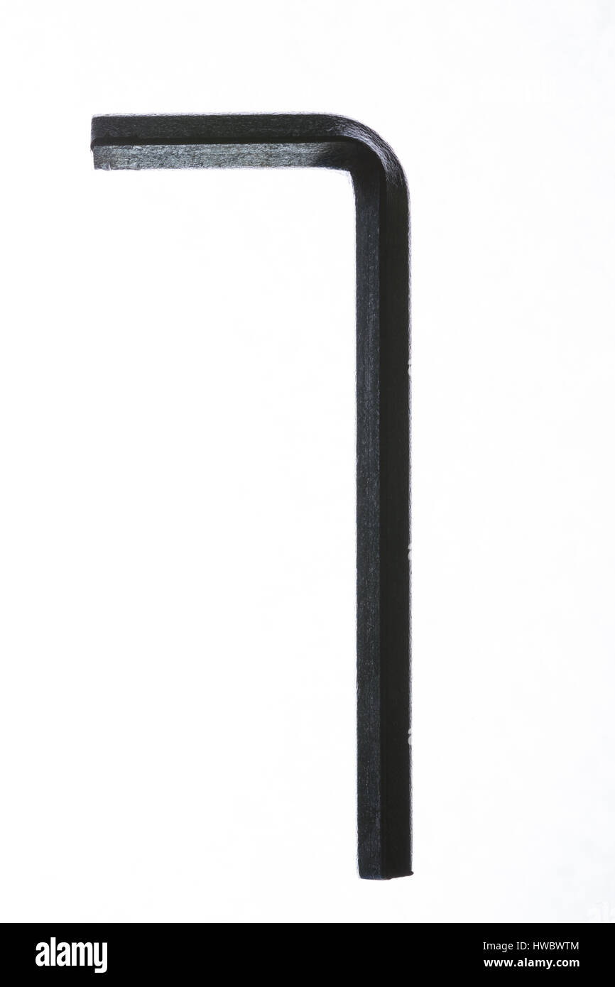 A black allen key or allen wrench isolated on a white background Stock ...