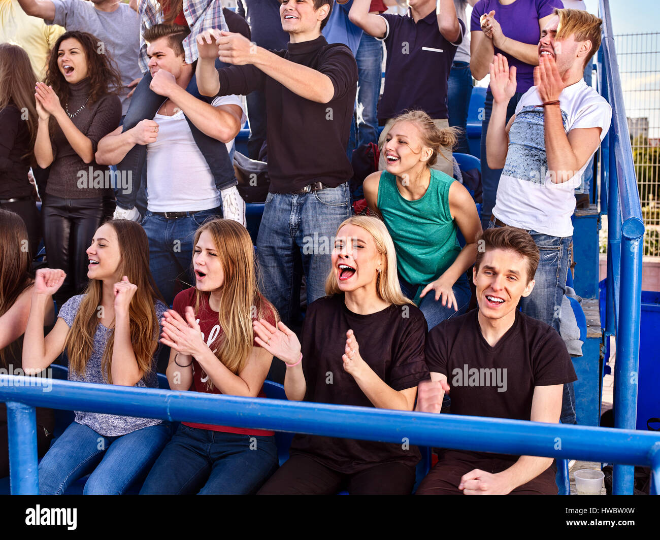Fans cheering in stadium. Group people wait your favorite team Stock ...
