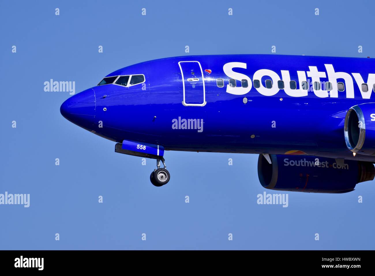 Southwest Airlines airplane in flight Stock Photo - Alamy