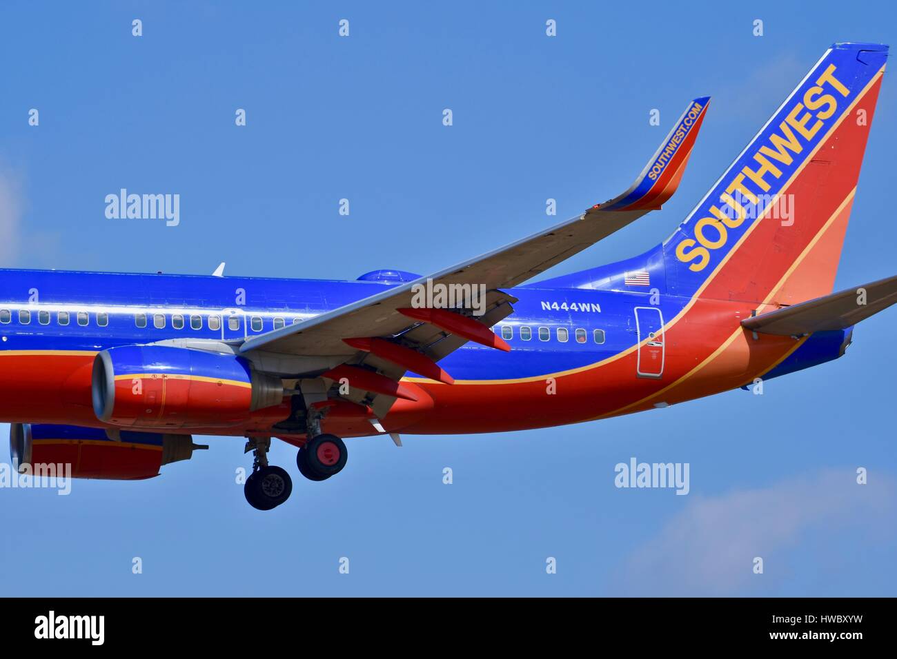 Southwest Airlines airplane in flight Stock Photo - Alamy