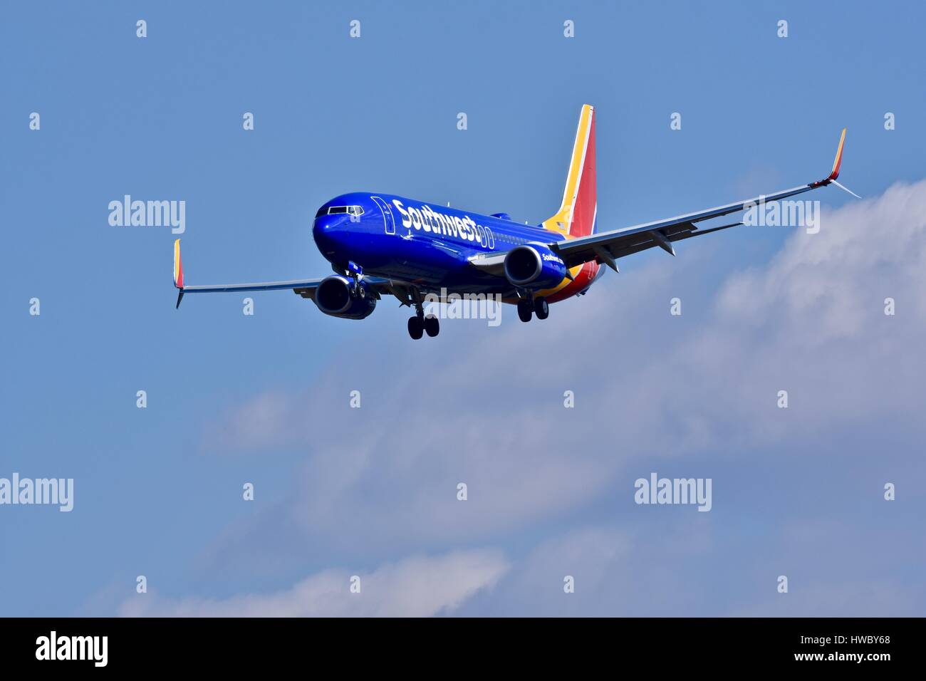 Southwest Airlines airplane in flight Stock Photo - Alamy