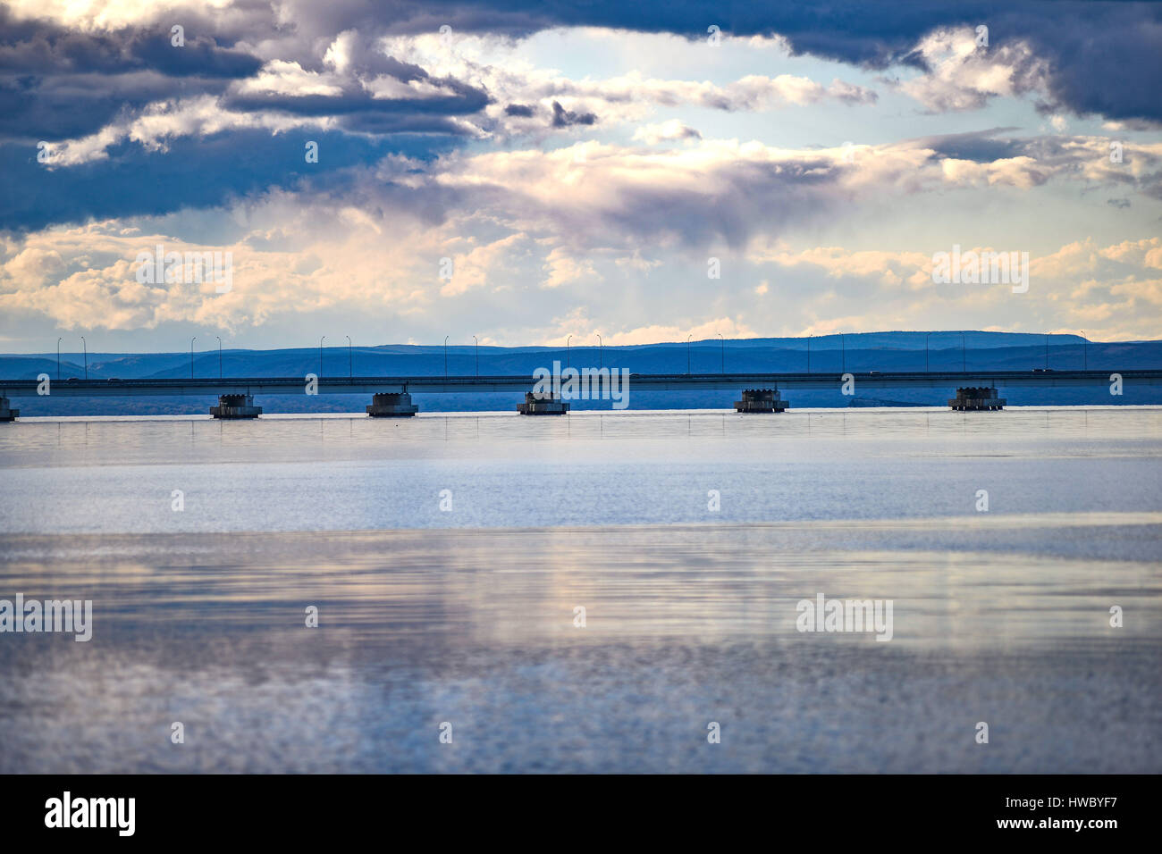 Wooden bridge in shallow waters Stock Photo - Alamy