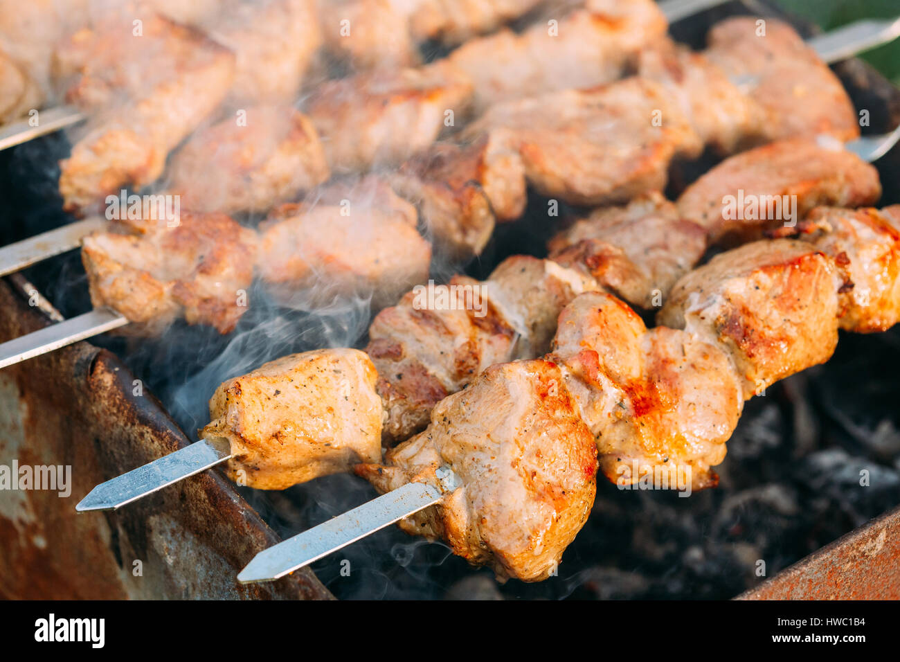 Grilled Marinated Caucasus Barbecue Meat Shashlik Shish Kebab Pork Meat ...