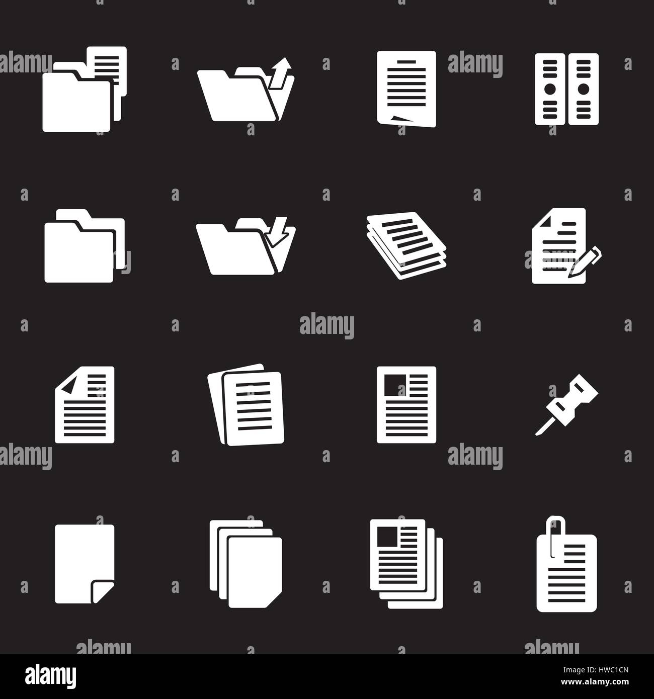 Vector white document icons set on black background Stock Vector Image ...