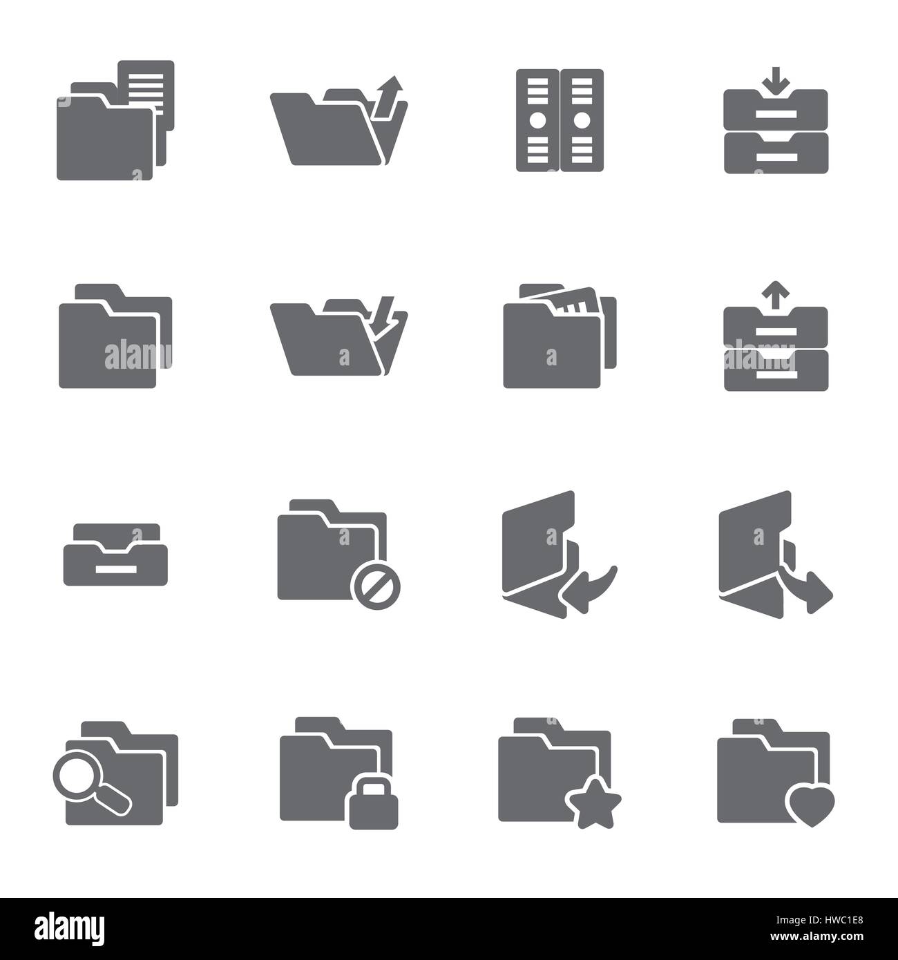 Vector black folder icons set on white background Stock Vector Image ...