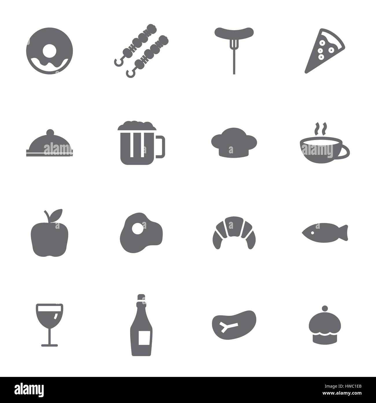 Vector black food icons set on white background Stock Vector Image ...