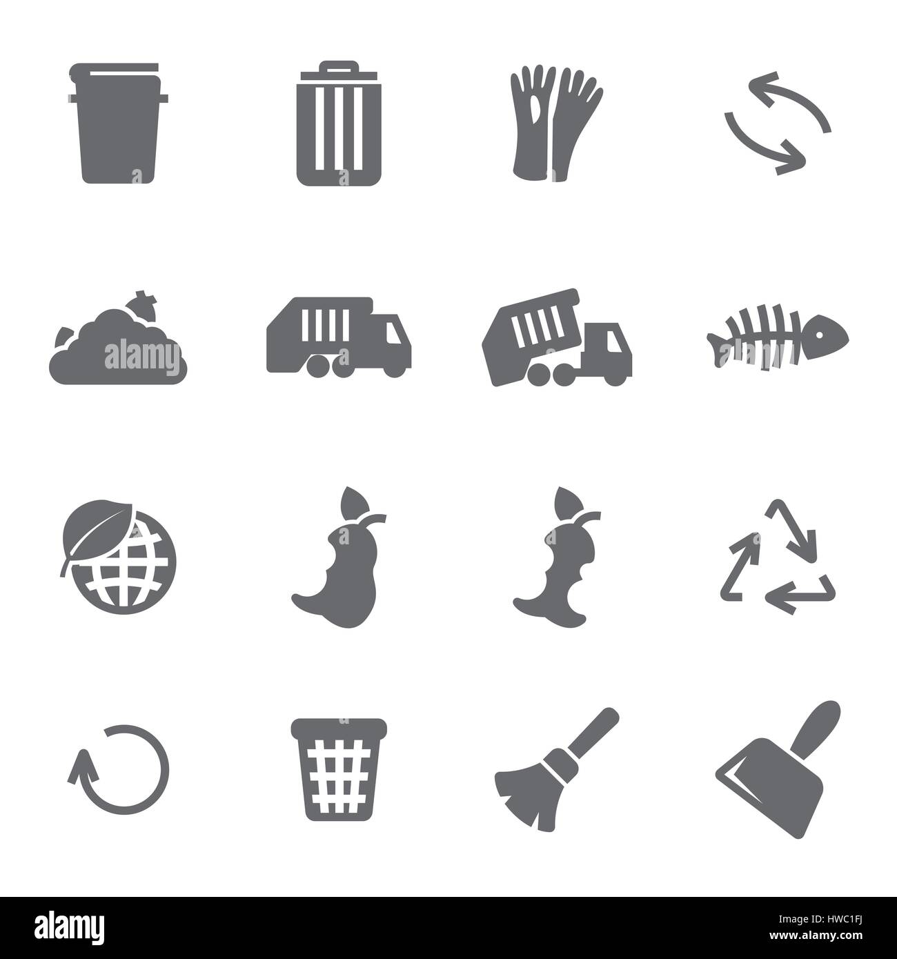 Vector black garbage icons set on white background Stock Vector Image ...