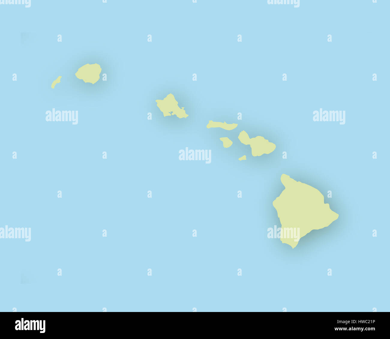 Map of Hawaii with shadow Stock Photo - Alamy