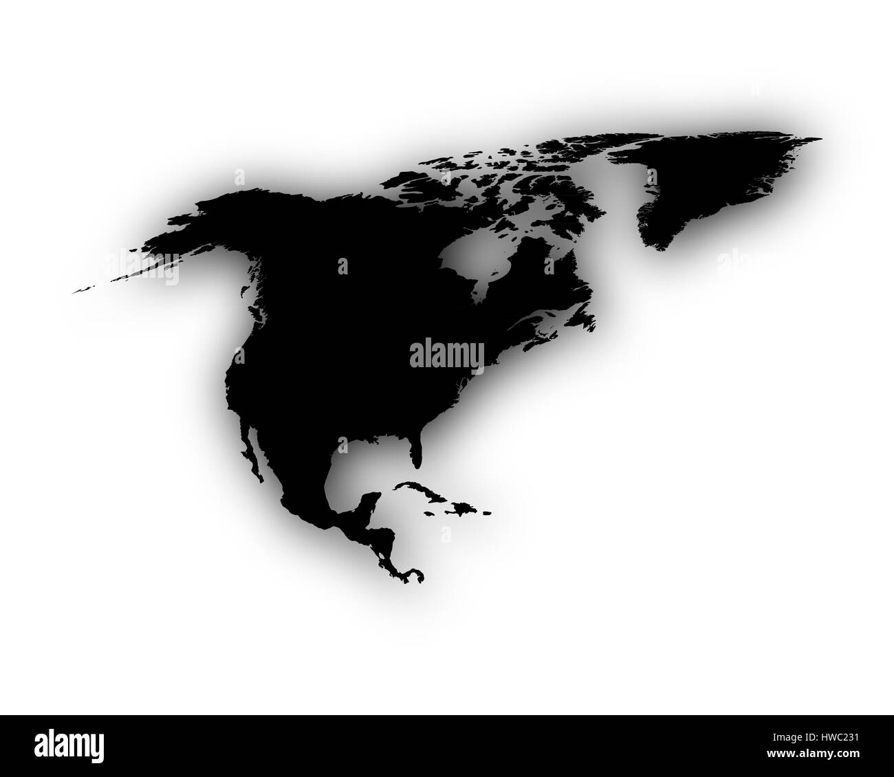 Map of North America with shadow Stock Photo - Alamy