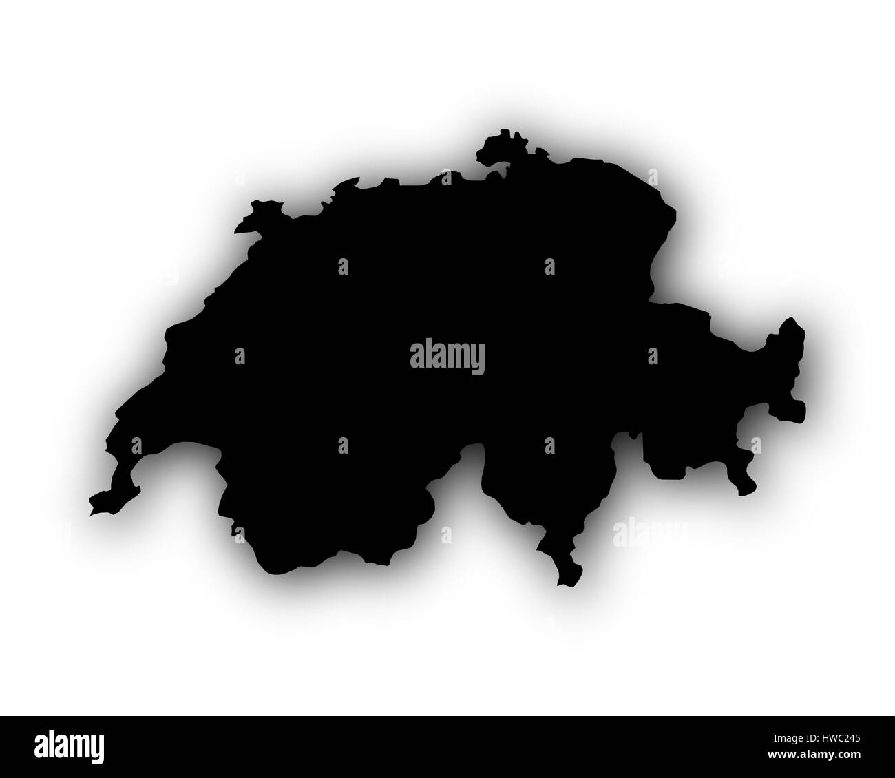 Switzerland map on white Black and White Stock Photos & Images - Alamy