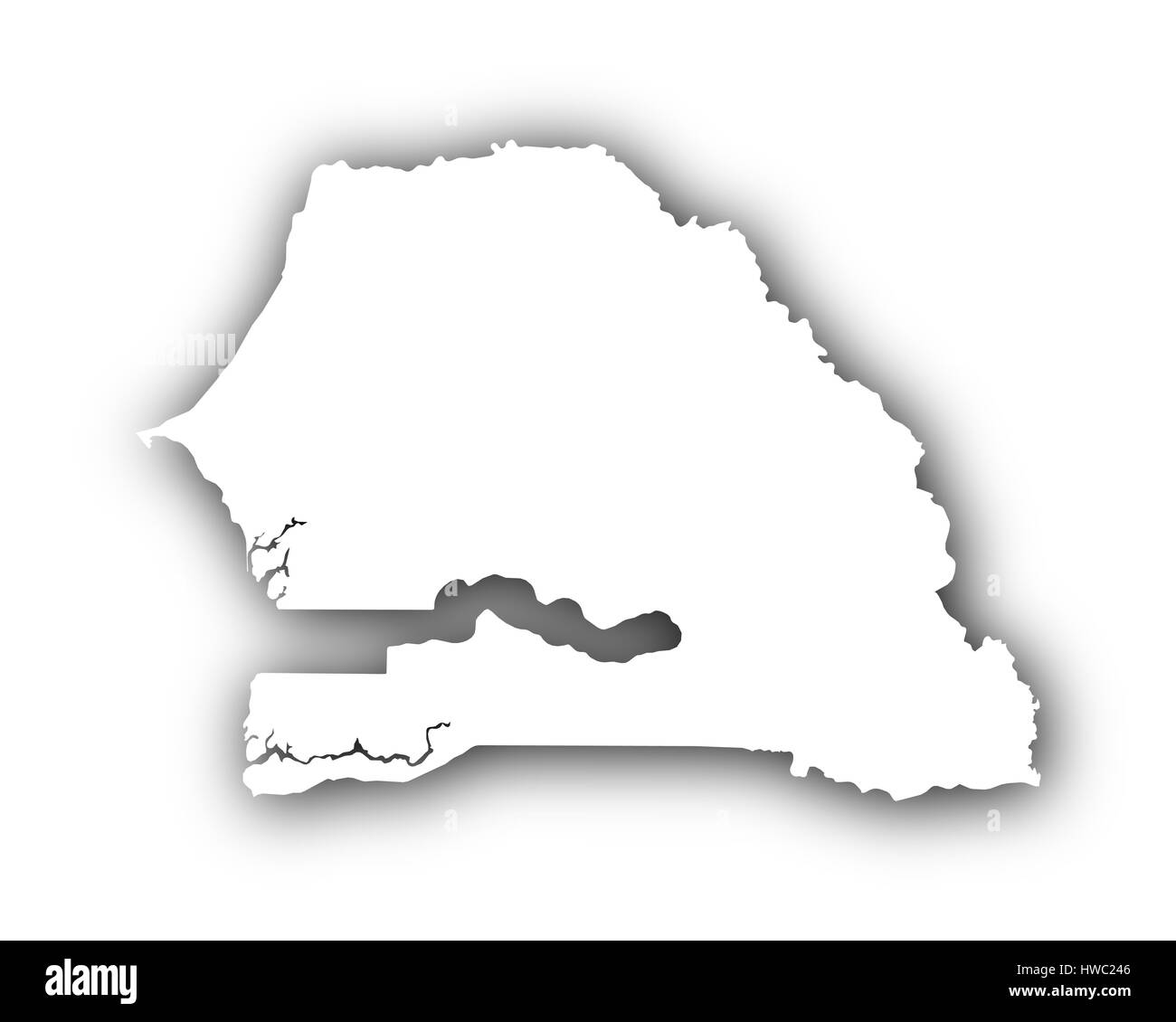 Senegal silhouette map isolated Black and White Stock Photos & Images ...