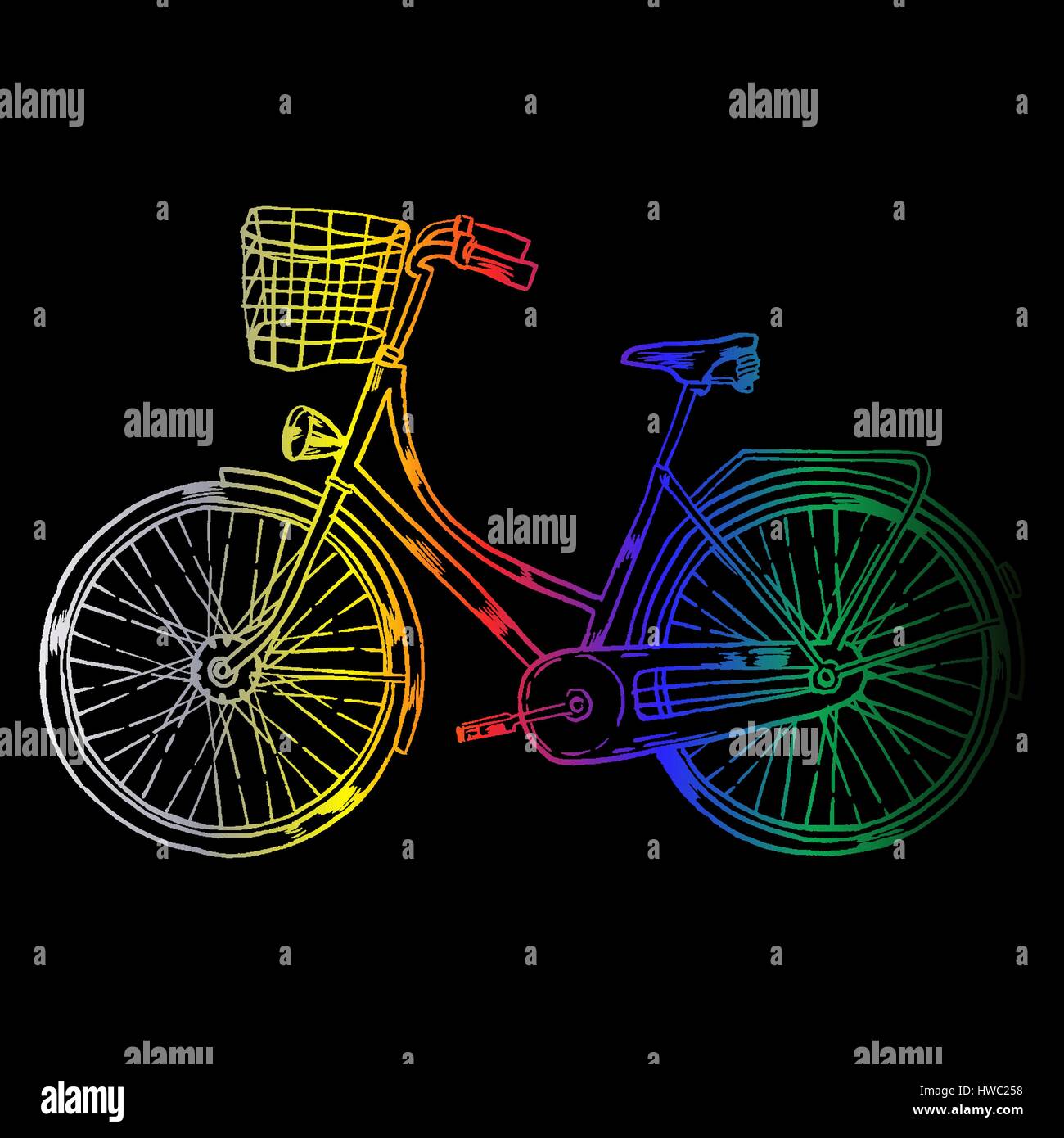 Vector Bicycle with Cart Stock Vector Image & Art - Alamy