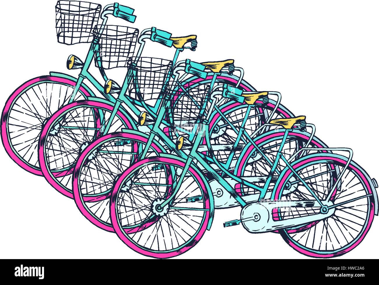 Vector Bicycle with Cart Stock Vector Image & Art - Alamy