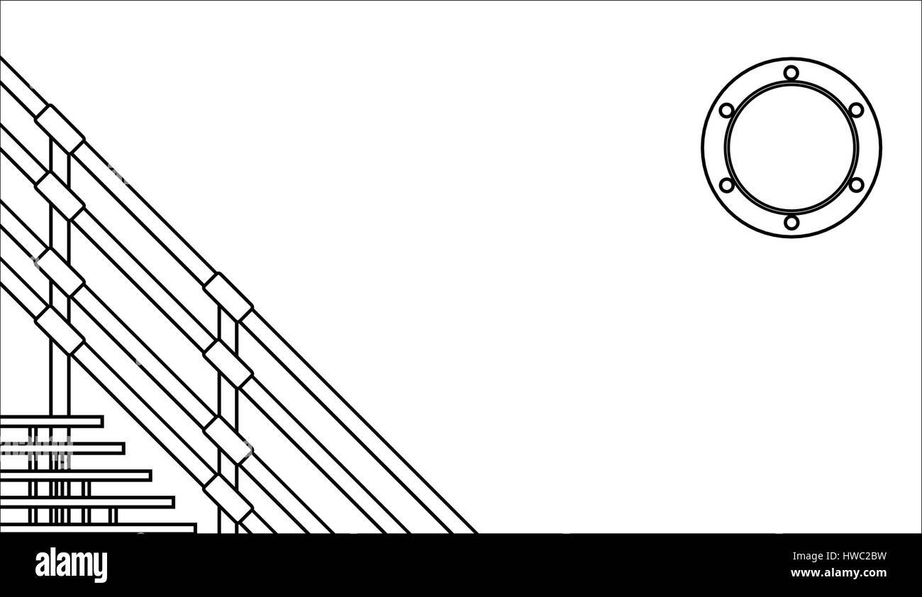 A nautical background in outline of steps and a port hole Stock Vector ...