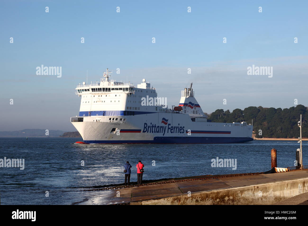 Brittany Ferries freight ship Cotentin departing Poole Harbour for ...