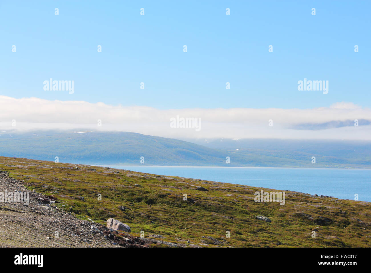 Beautiful panoramic view on mountains and fjord in Norway Stock Photo ...