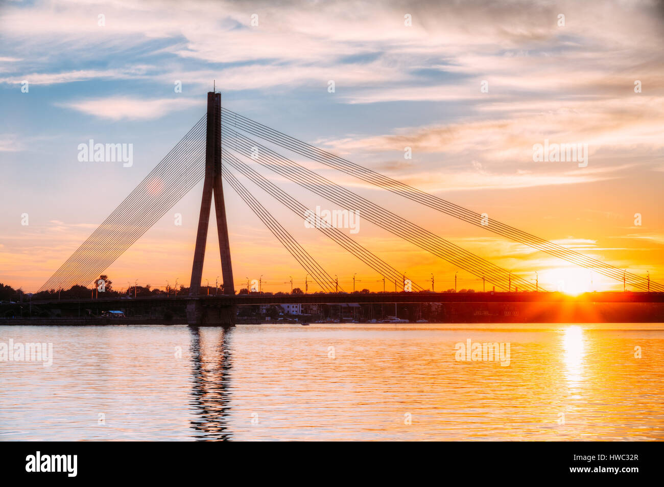 Cable stayed bridge twilight time hi-res stock photography and images ...