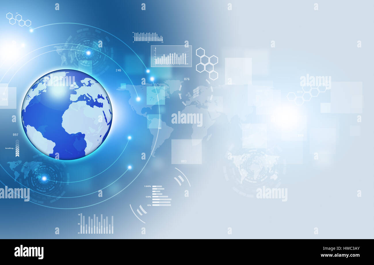 abstract web global communications concept blue background Stock Photo ...