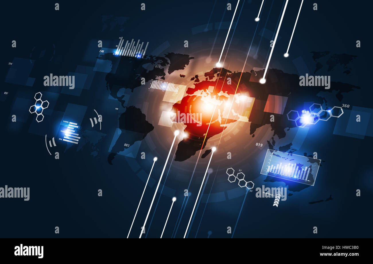 abstract net global communications concept blue background Stock Photo ...