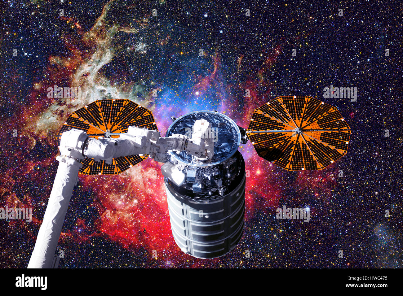 Cargo spacecraft - The Automated Transfer Vehicle over spiral galaxy ...