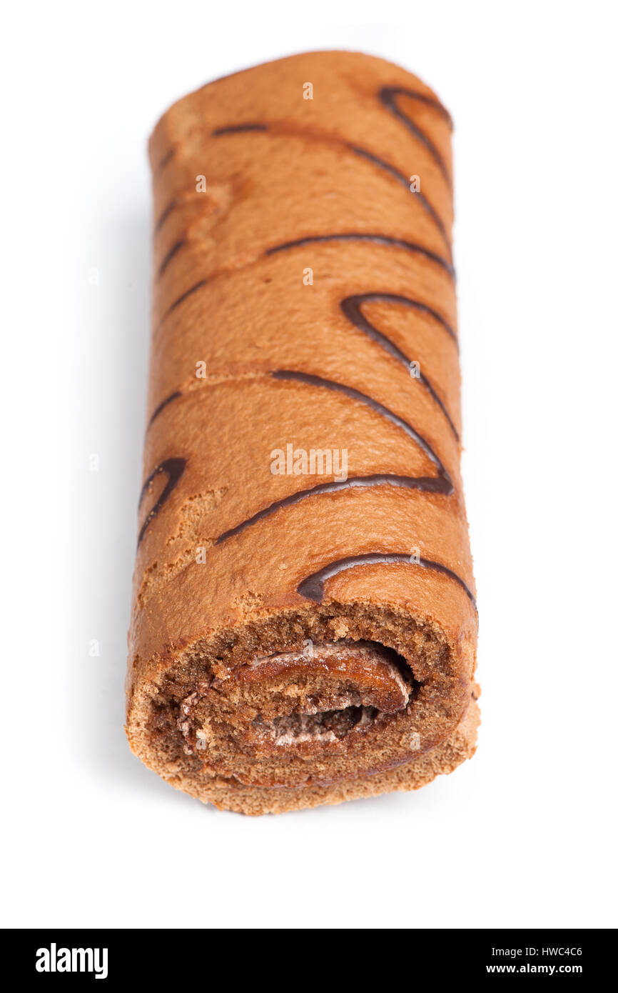 Sweet roll cake isolated on white background Stock Photo - Alamy