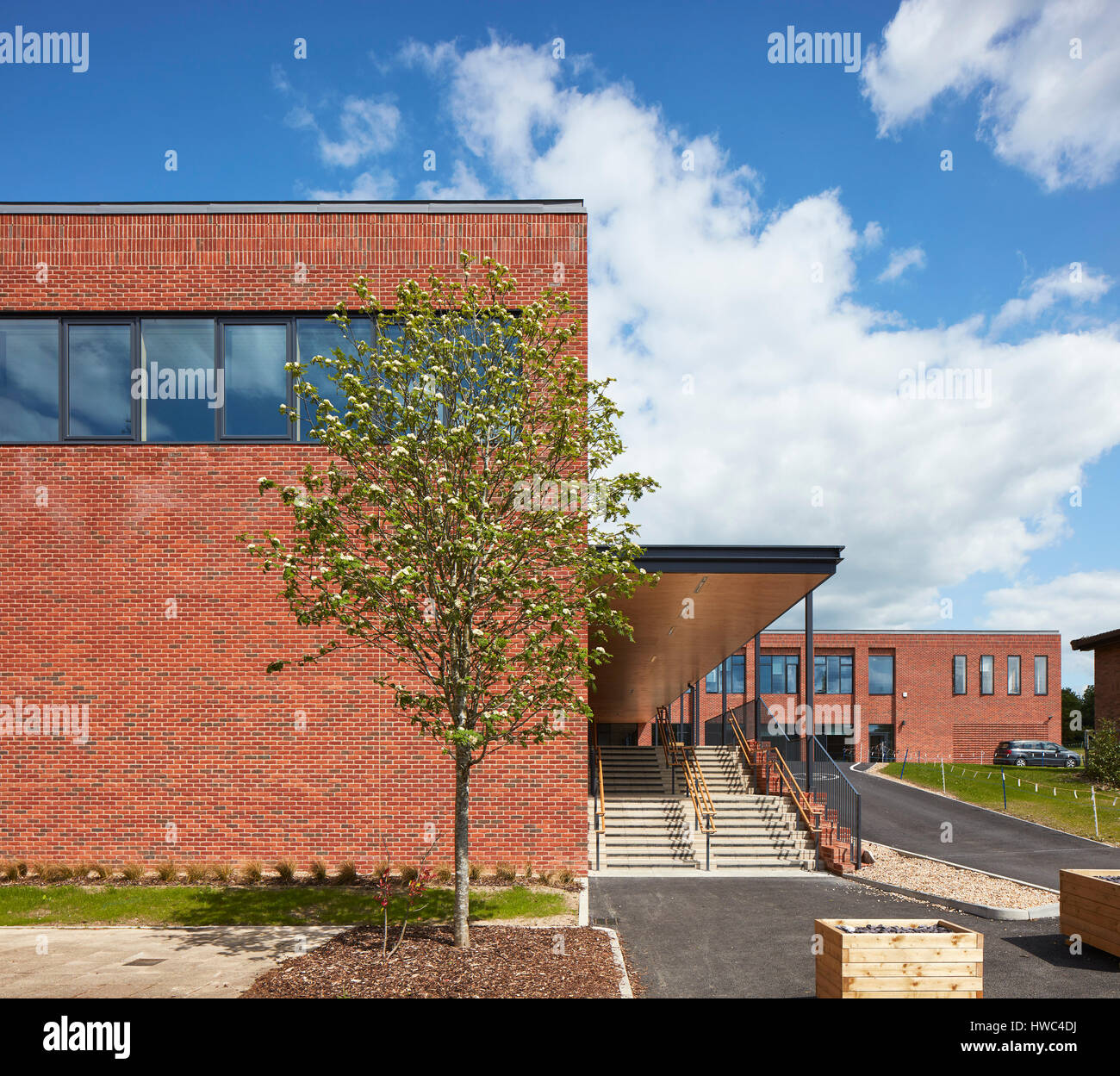 Brick facace detail with exterior stairway. St Swithun's School ...