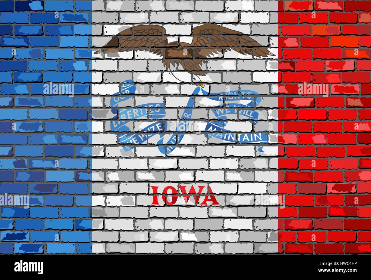 Flag of Iowa on a brick wall - Illustration, The flag of the state of ...
