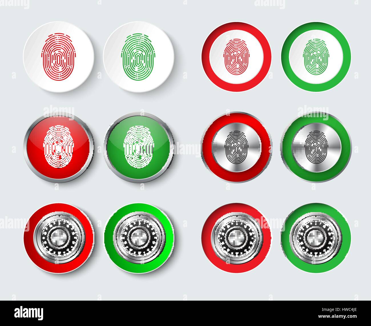 set of round buttons for web design or applications. Templates of white ...