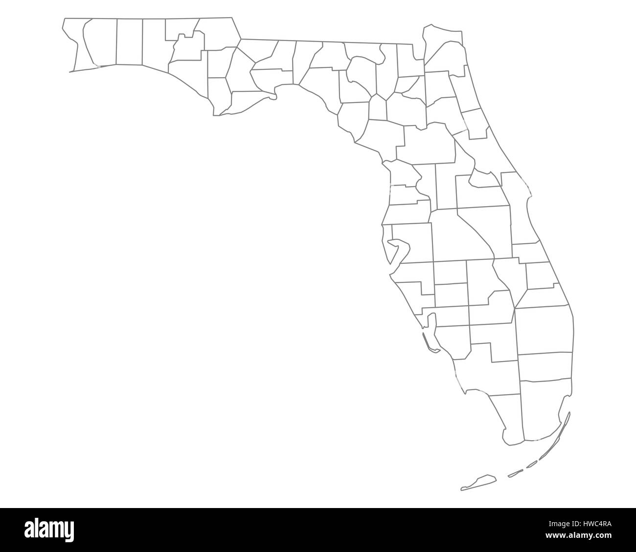 Map of florida counties Black and White Stock Photos & Images - Alamy