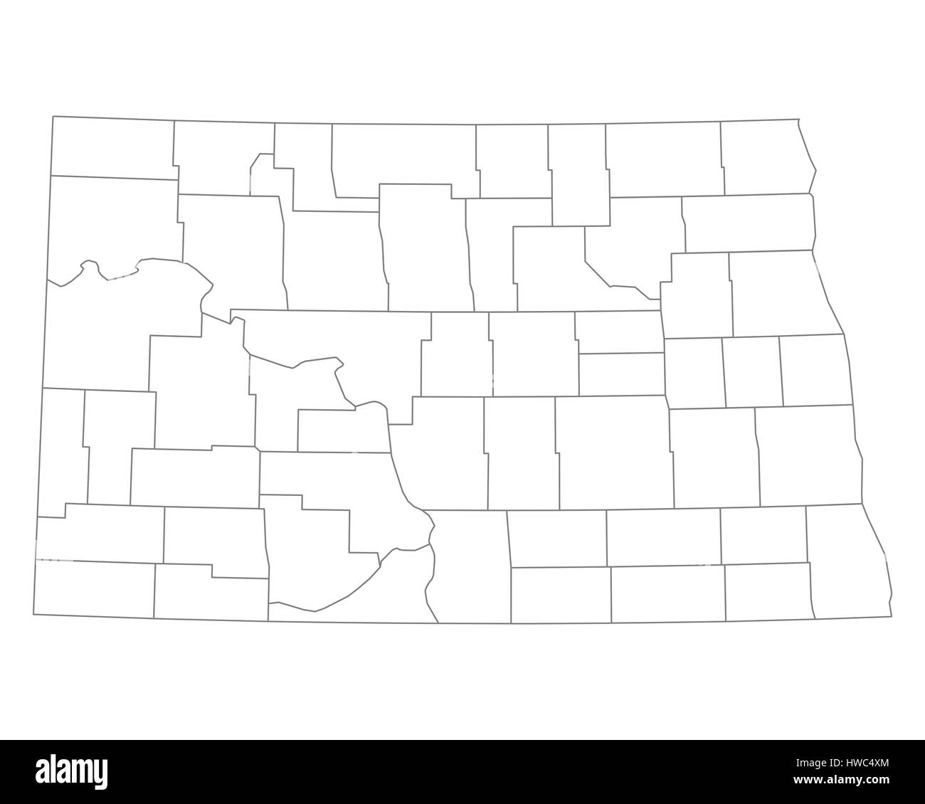 Map of North Dakota Stock Photo - Alamy