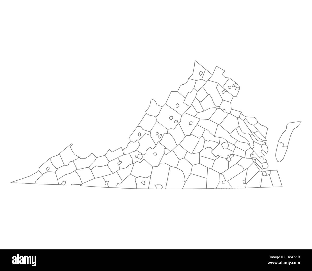 Map of Virginia Stock Photo - Alamy