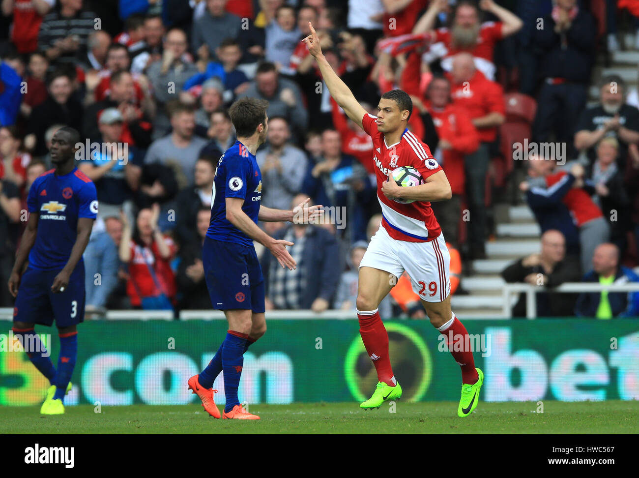 Middlesbrough's Rudy Gestede celebrates scoring his side's first goal ...