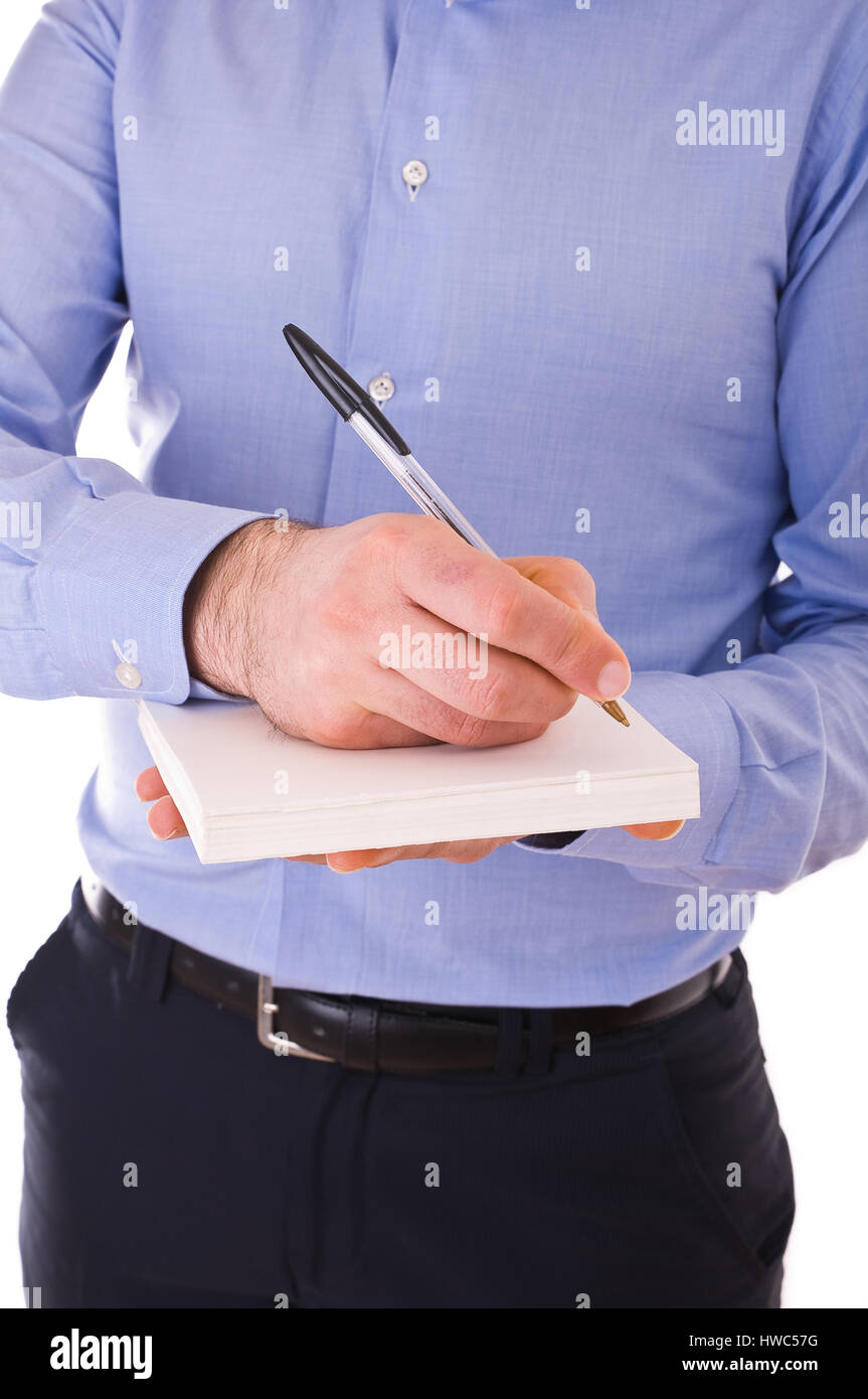 Businessman writing letter Stock Photo - Alamy