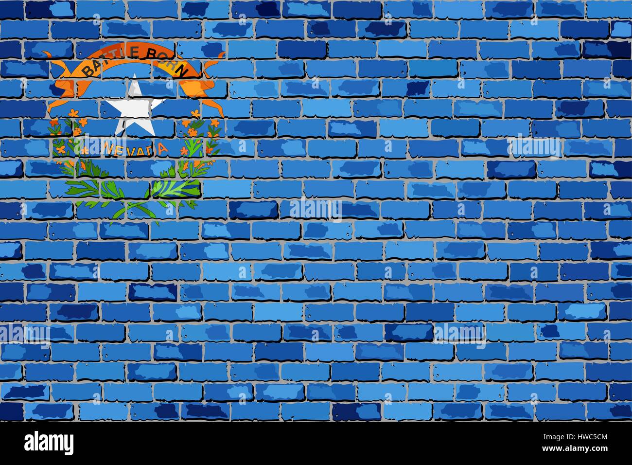 Flag of Nevada on a brick wall - Illustration, The flag of the state of ...