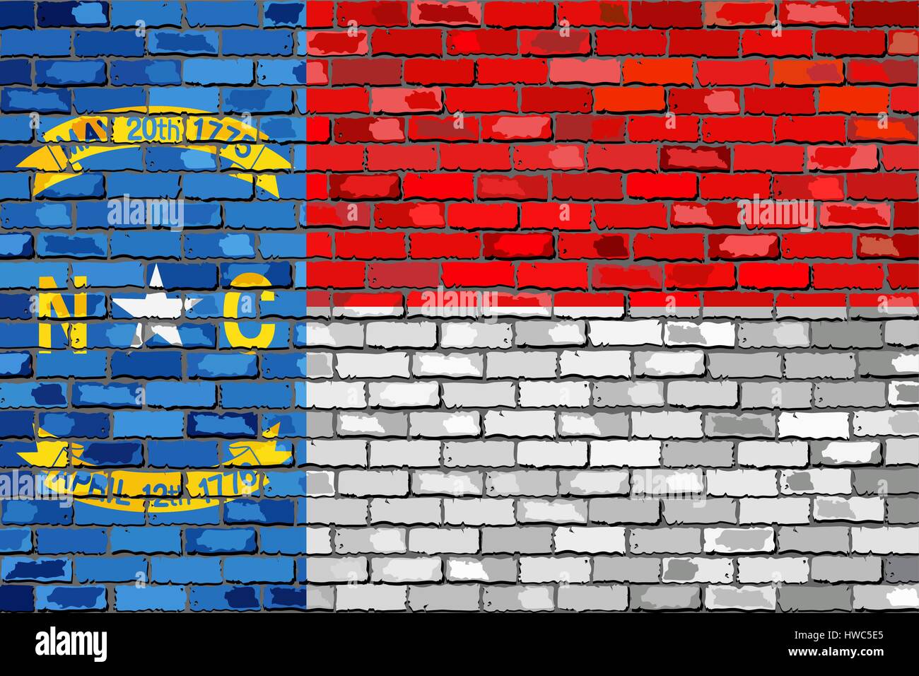 Flag of North Carolina on a brick wall - Illustration, The flag of the ...