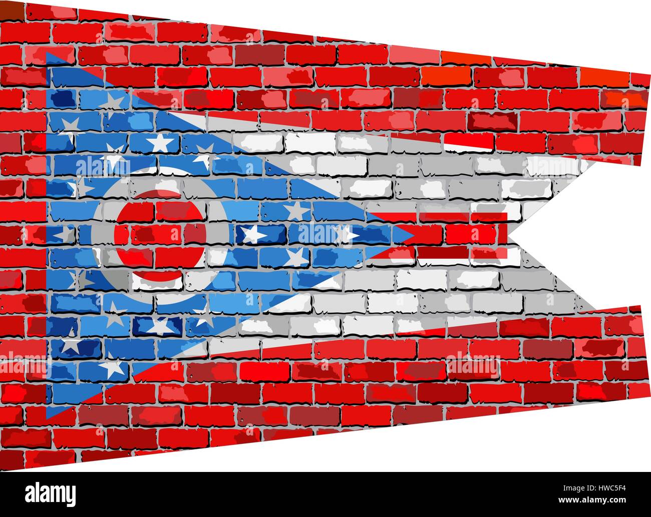 Flag of Ohio on a brick wall - Illustration, The flag of the state of ...