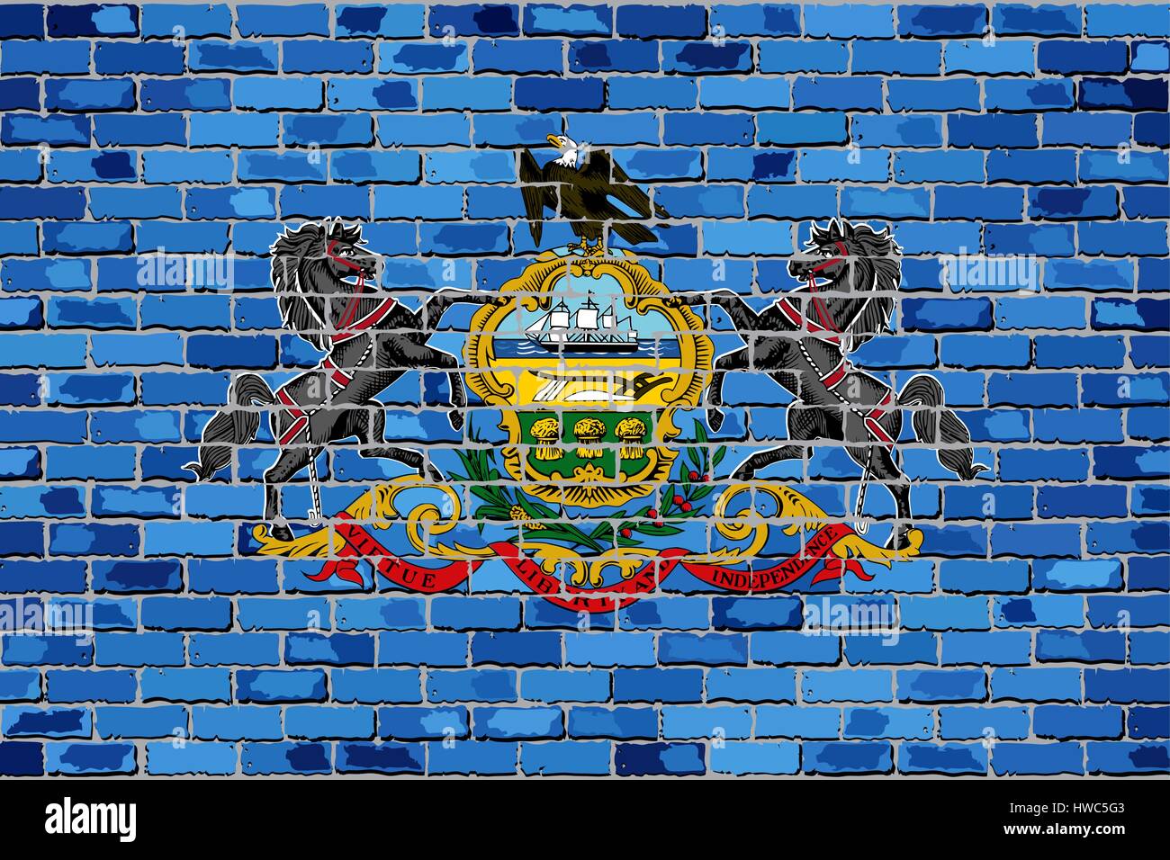 Flag of Pennsylvania on a brick wall - Illustration, The flag of the ...