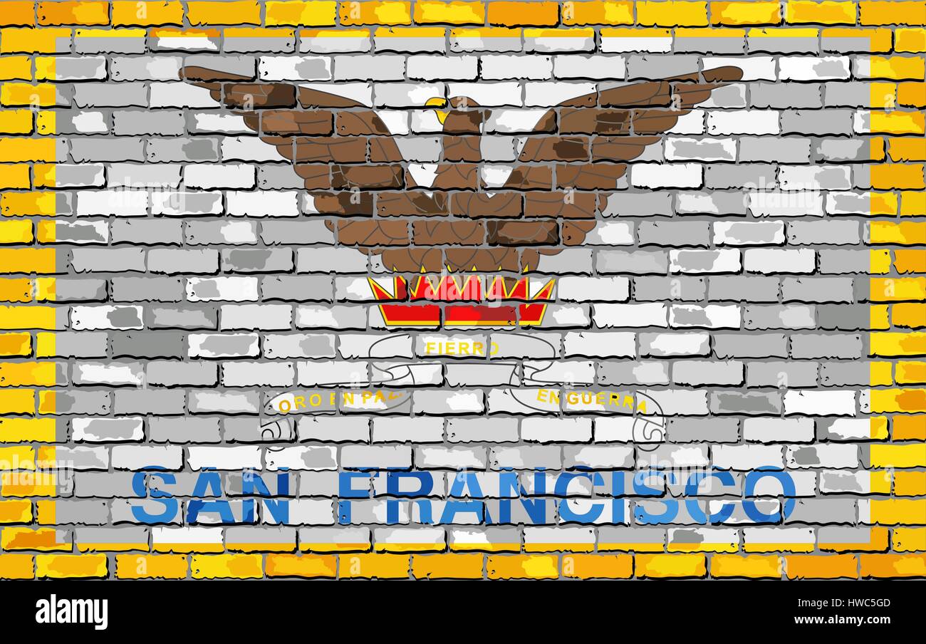 Flag of San Francisco on a brick wall - Illustration, San Francisco ...