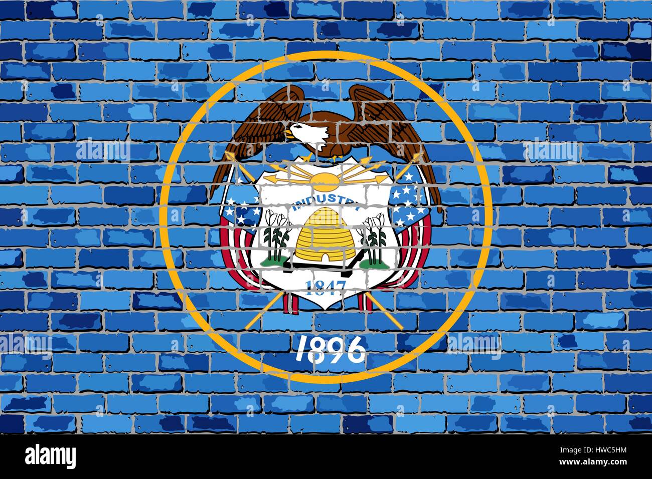 Flag of Utah on a brick wall - Illustration, The flag of the state of ...
