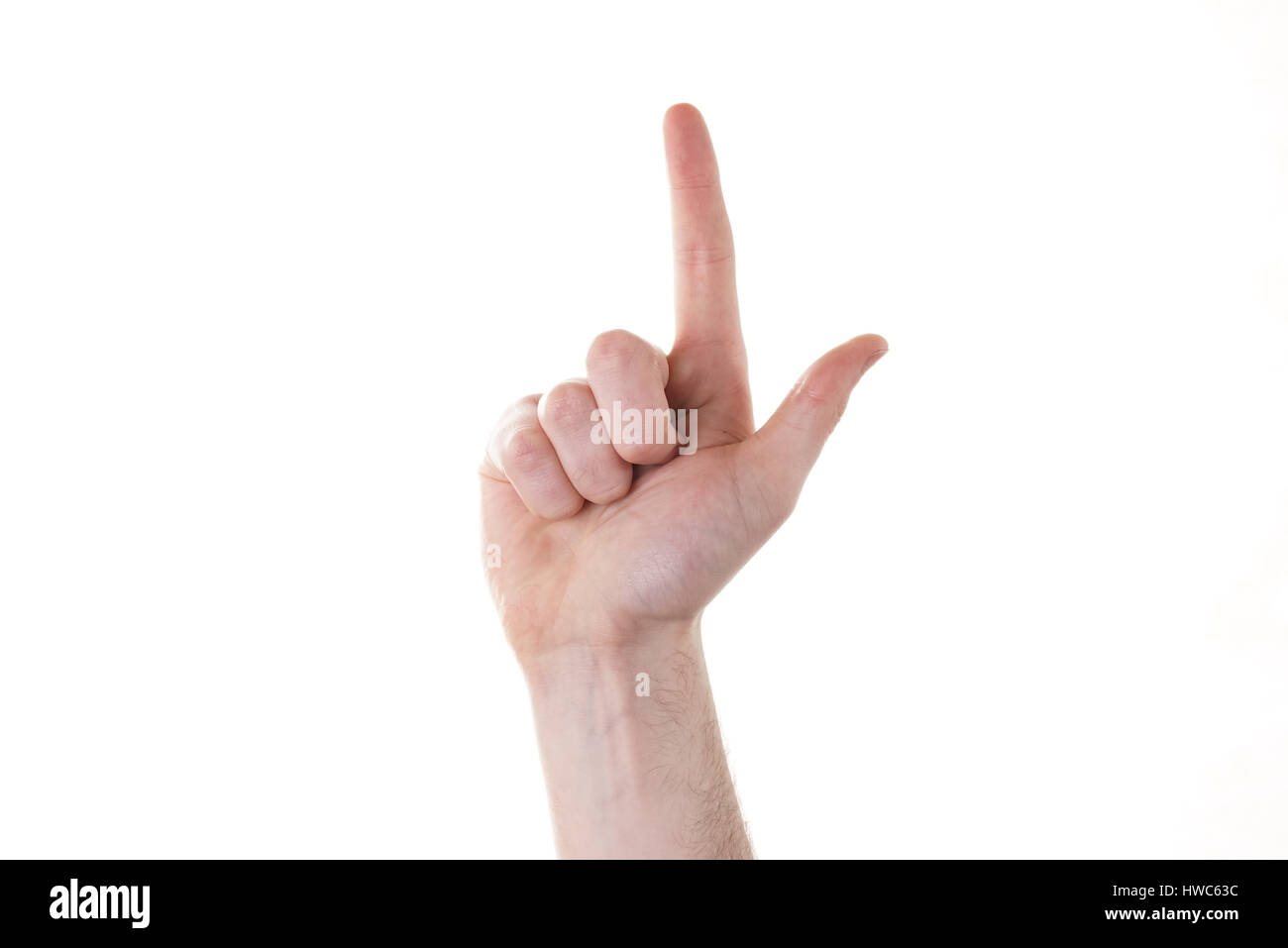 Stock Photo - Right hand gestures pointing finger, isolated on white ...