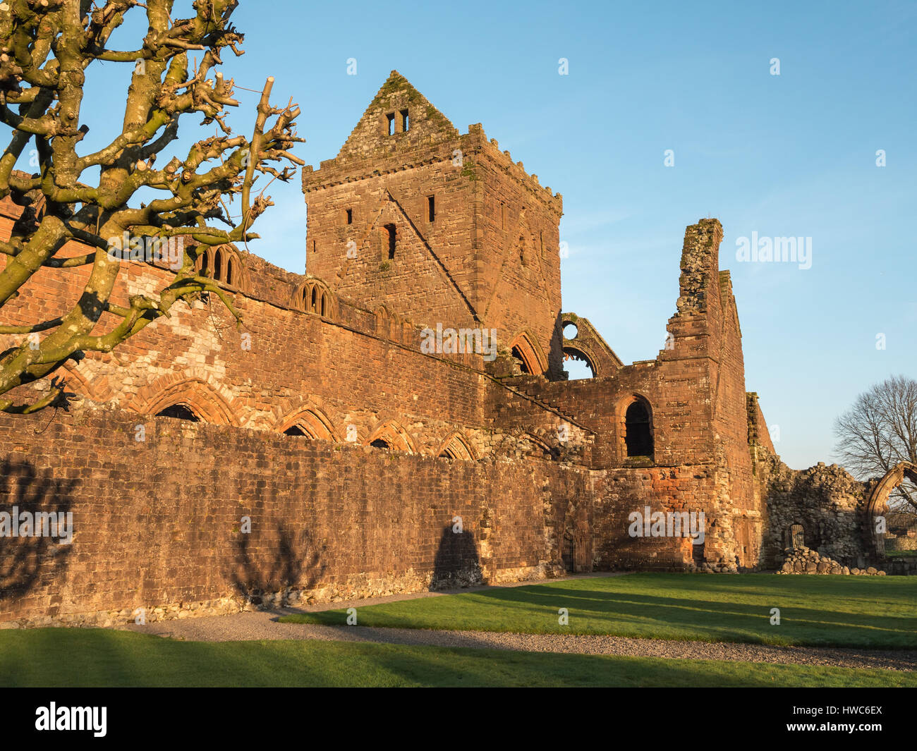 The ruins of Sweetheart Abbey , also known as Abbey of Dulce Cor, in ...