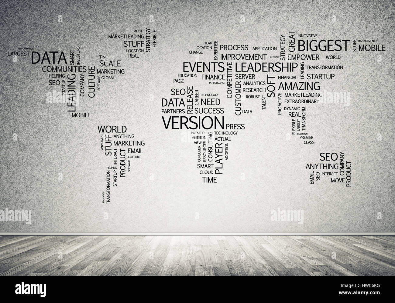 World map in typography Stock Photo - Alamy