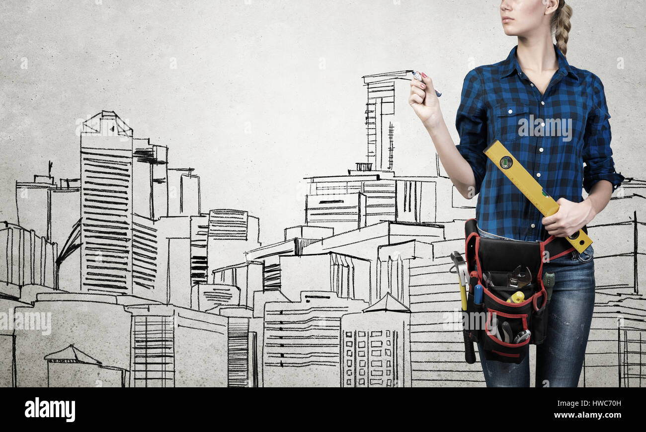 Woman engineer sketching her ideas Stock Photo - Alamy