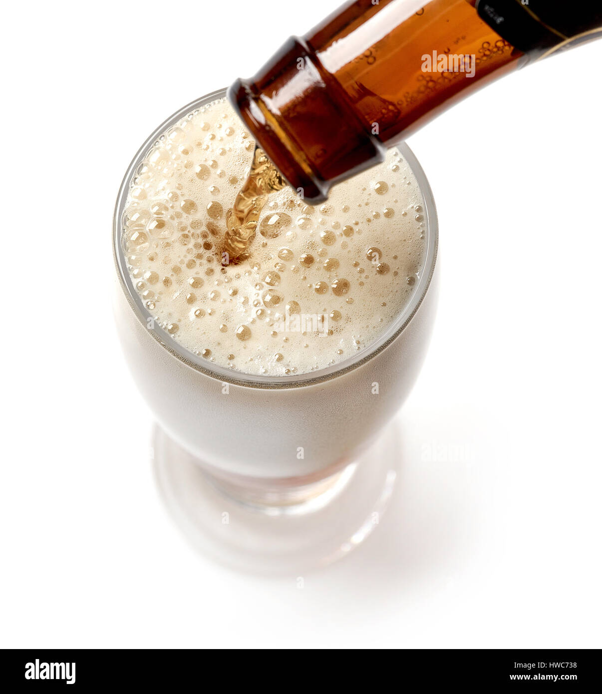 glass of beer isolated on white background, top view Stock Photo - Alamy