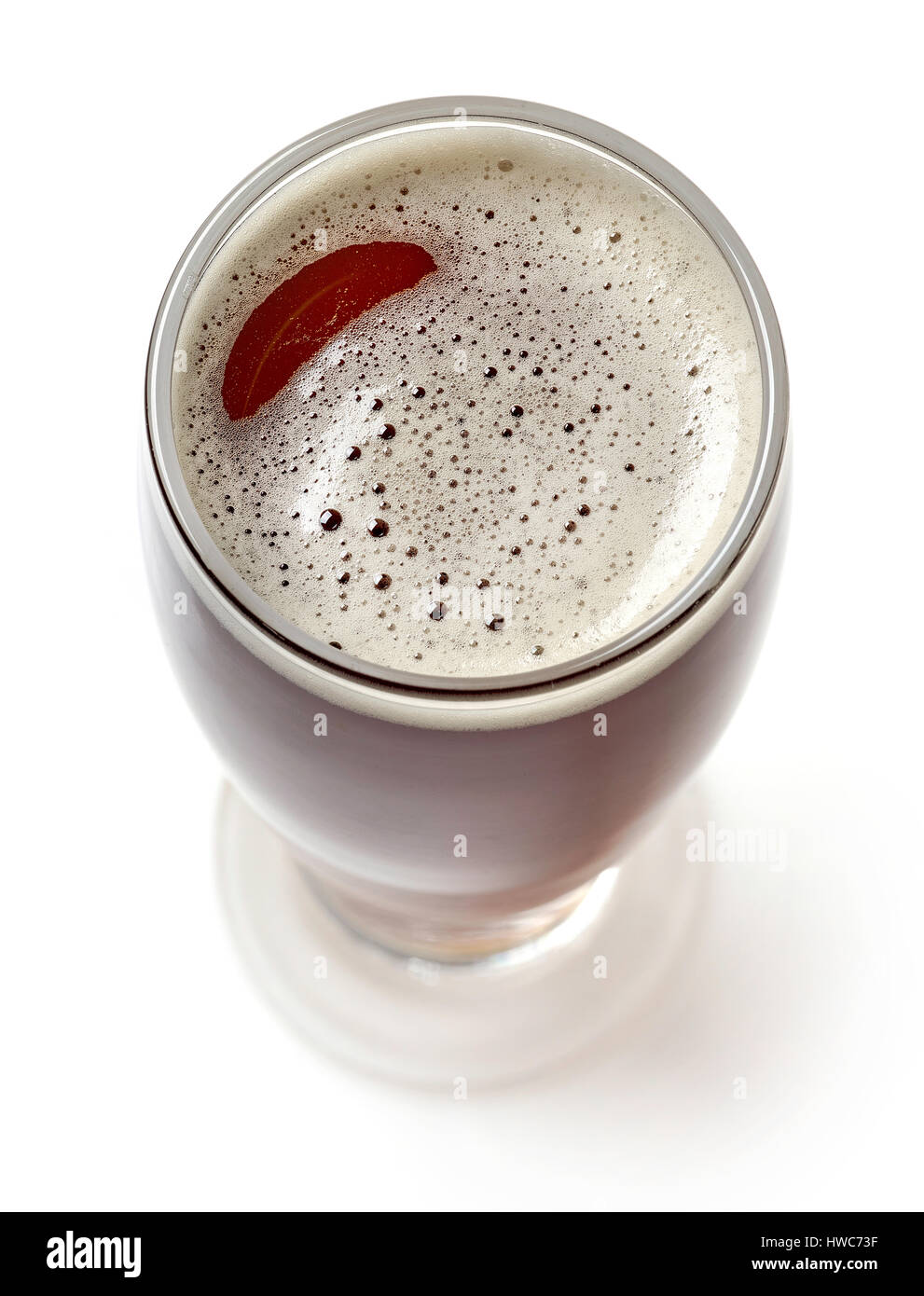 glass of beer isolated on white background, top view Stock Photo - Alamy