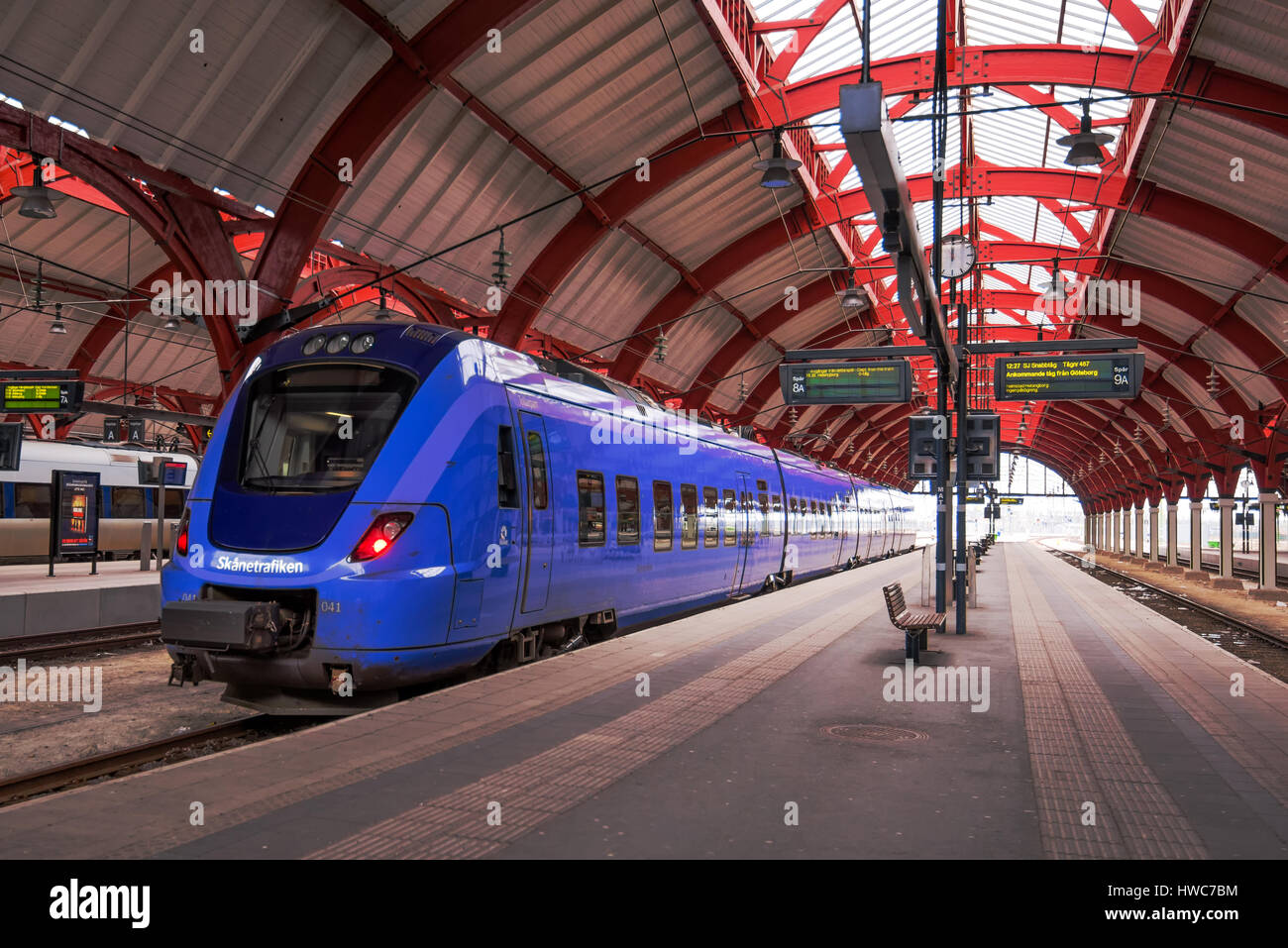 MALMO, SWEDEN - MARCH 07, 2017: Train in Malmo Central station, railway ...