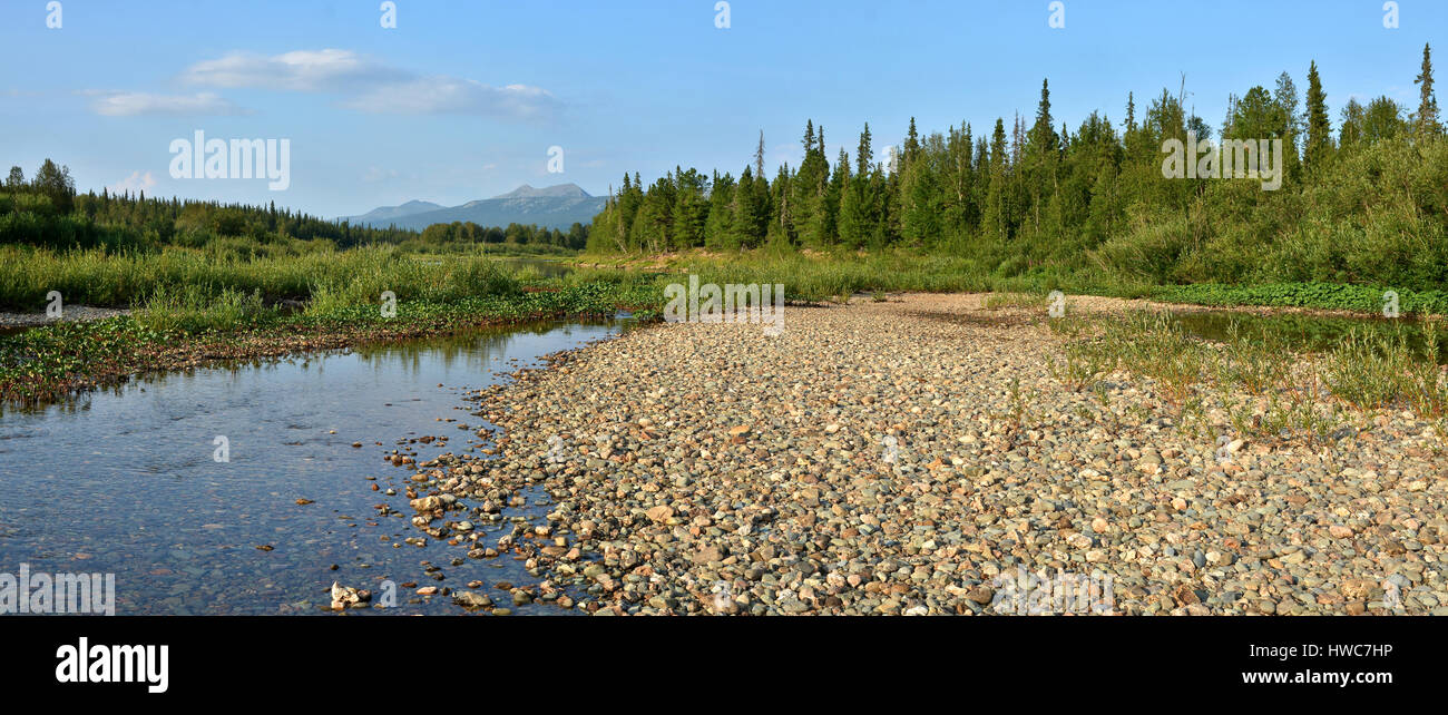 Panorama of the taiga river in the national Park. The object of UNESCO ...