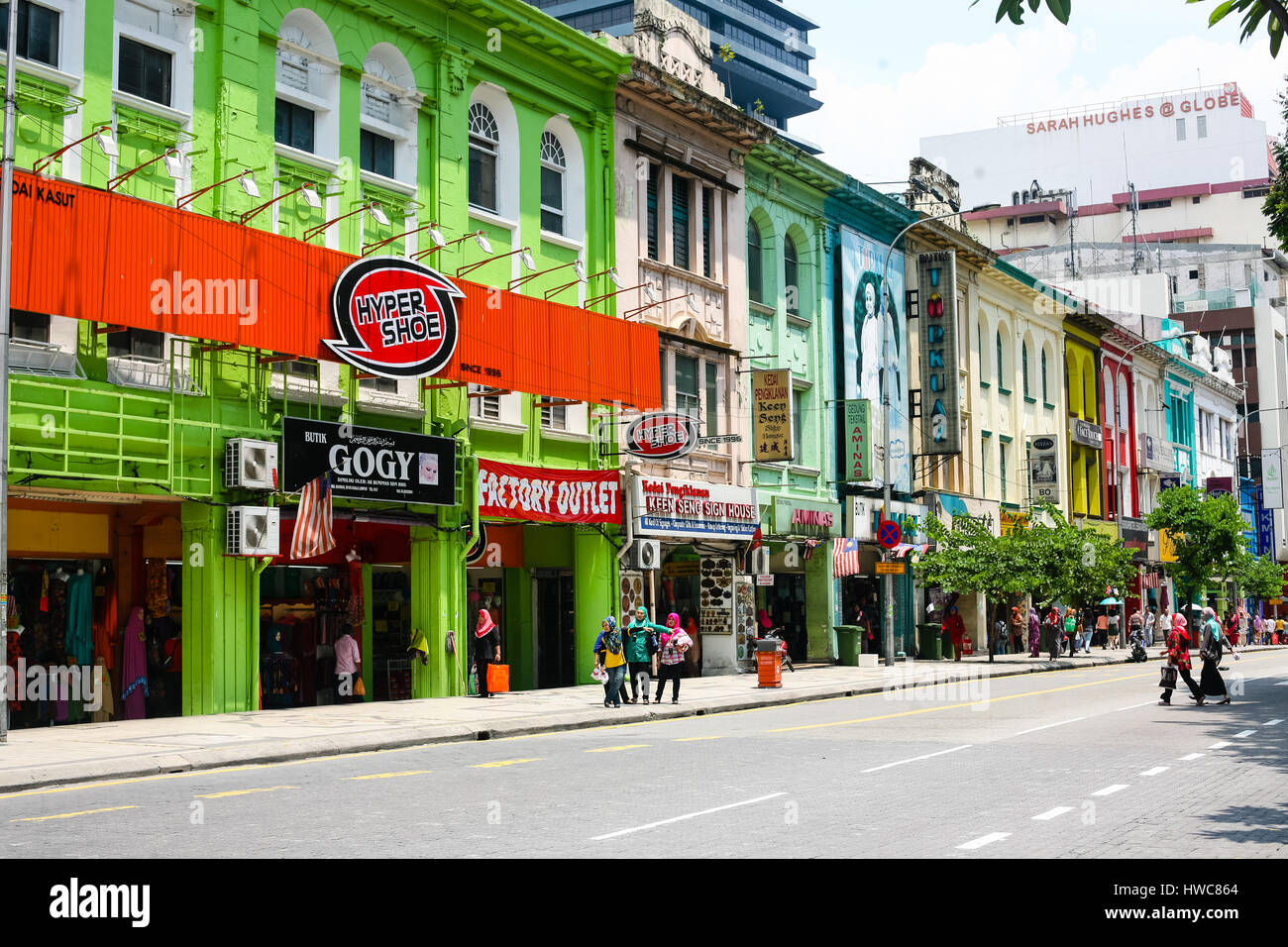 Architecture of street with shop and market in center of city. C Stock ...