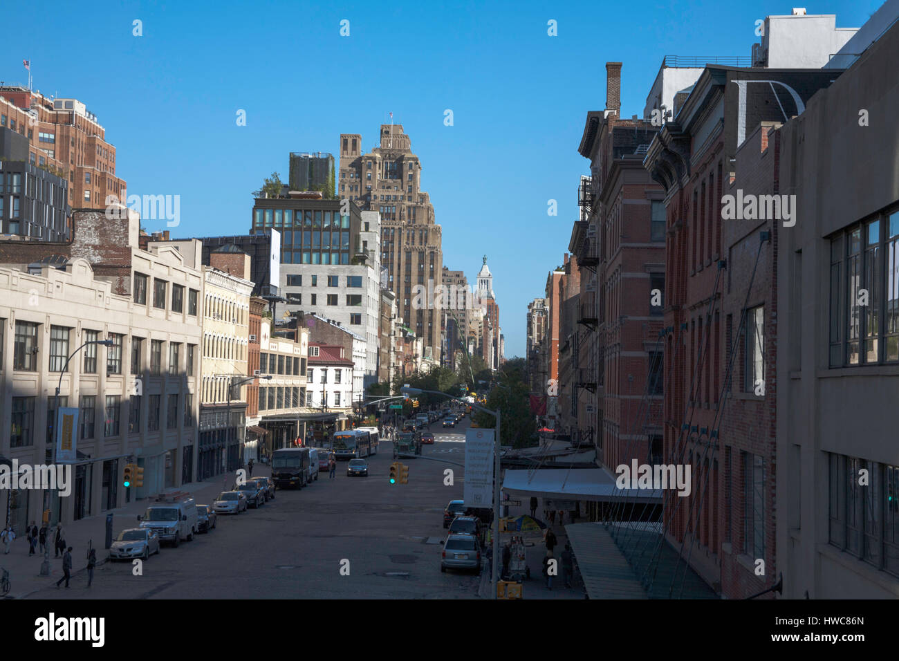 A view along West 14th from the High Line running between Chelsea and ...