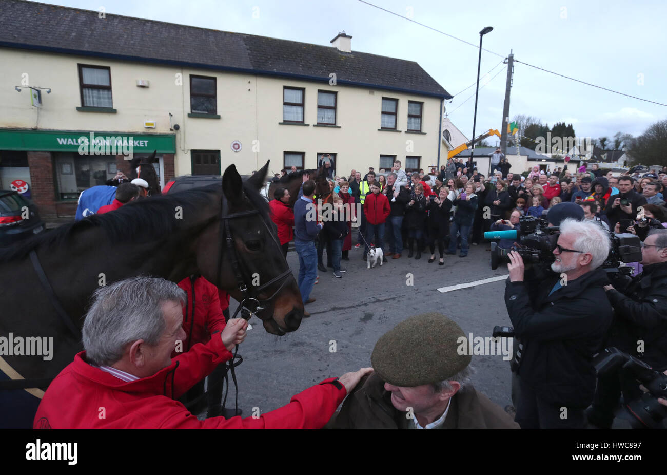 Cheltenham Gold Cup winner Sizing John during a parade through Moone ...
